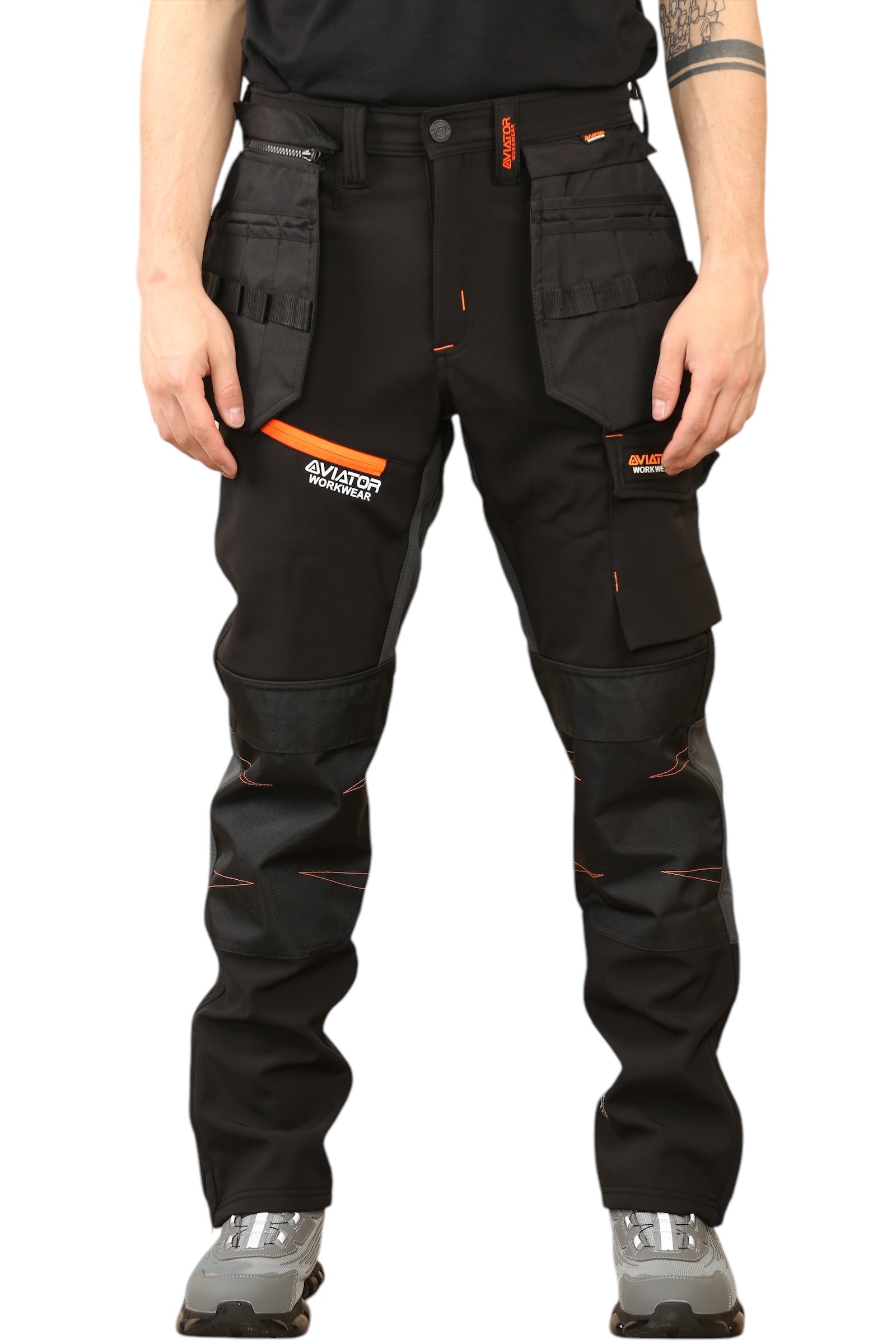 Men's Waterproof Softshell cargo Workwear Trousers Removeable Pockets ...
